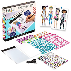 Fashion Angels Fashion Design Light Up Sketch Pad 12521, Light Up Tracing Pad, Includes USB, Ultra Thin Tablet, Includes Stencils and Stickers, Recommended for Ages 8 And Up