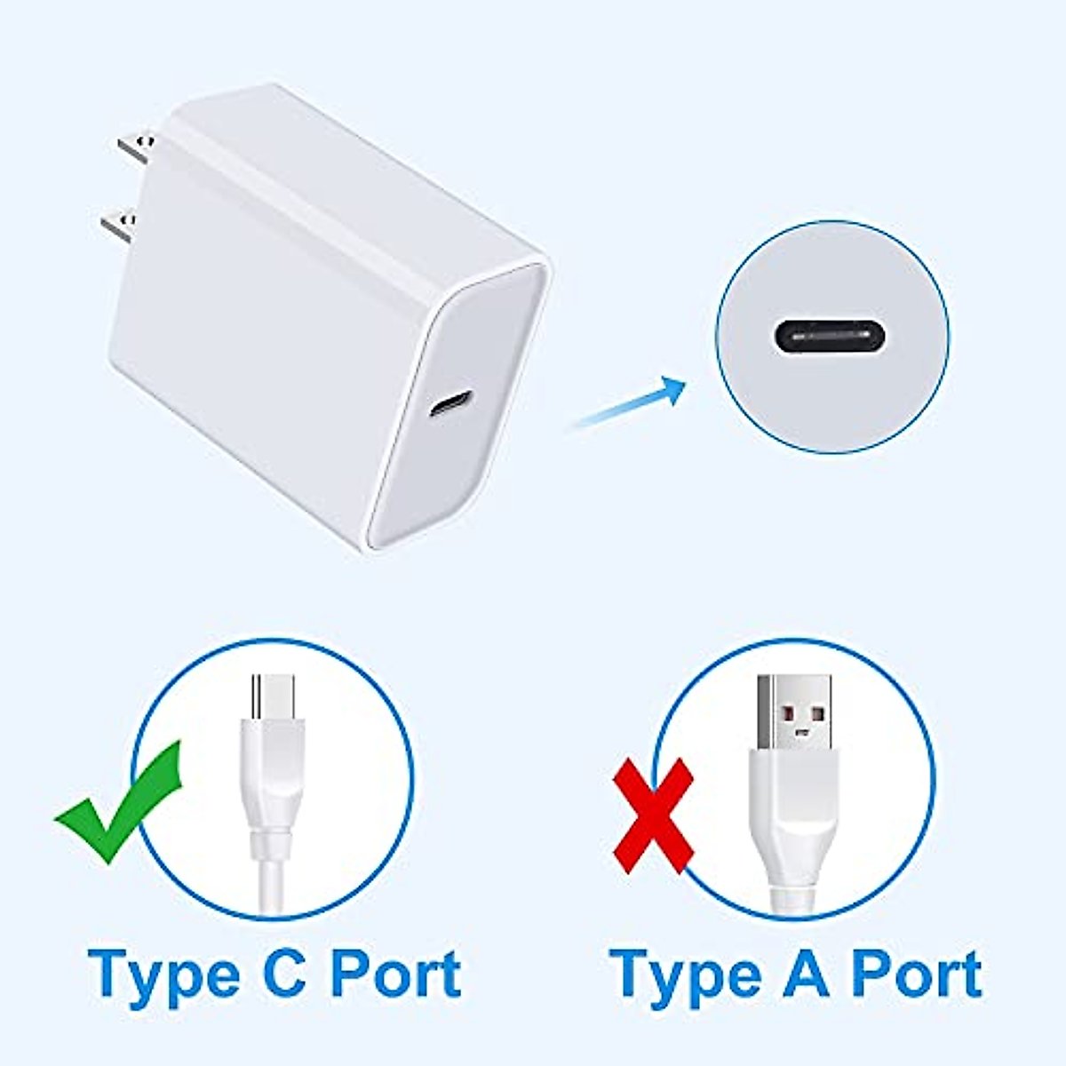 USB C Charger Block,20W PD 3.0 Fast Charger Block USB C Box Plug Brick Cube for iPhone 14/13 Mini/Pro Max,12,SE,11,Samsung Galaxy A53 5G,A52,A42,A32,A13,A12,A03S,S22 Ultra,S23,S22, S21 FE 5G,S20 S10