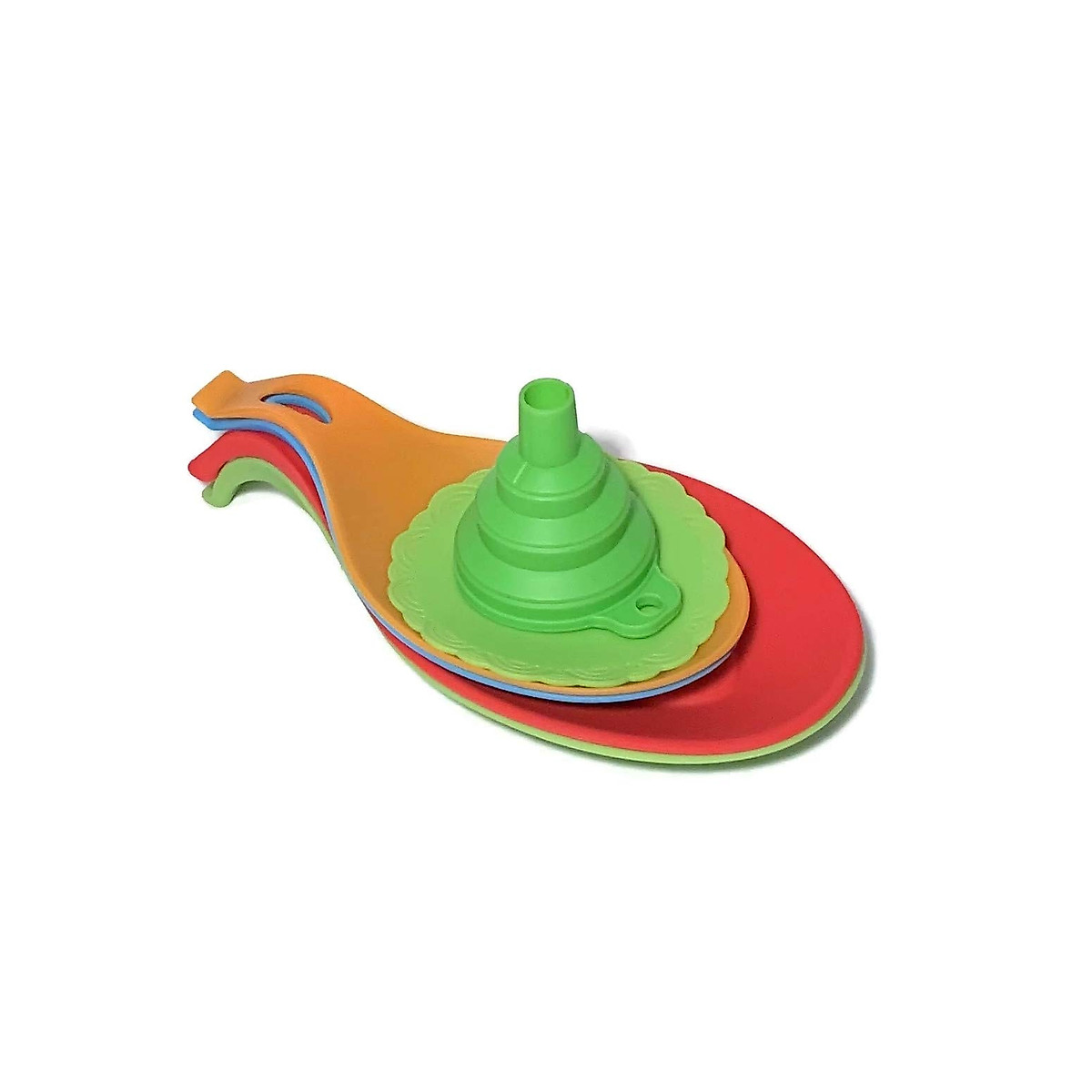 WillourGarbry Spoon Rest Utensil Holder Set of 4 Large and Small Food Grade Silicone Includes Funnel and Coaster