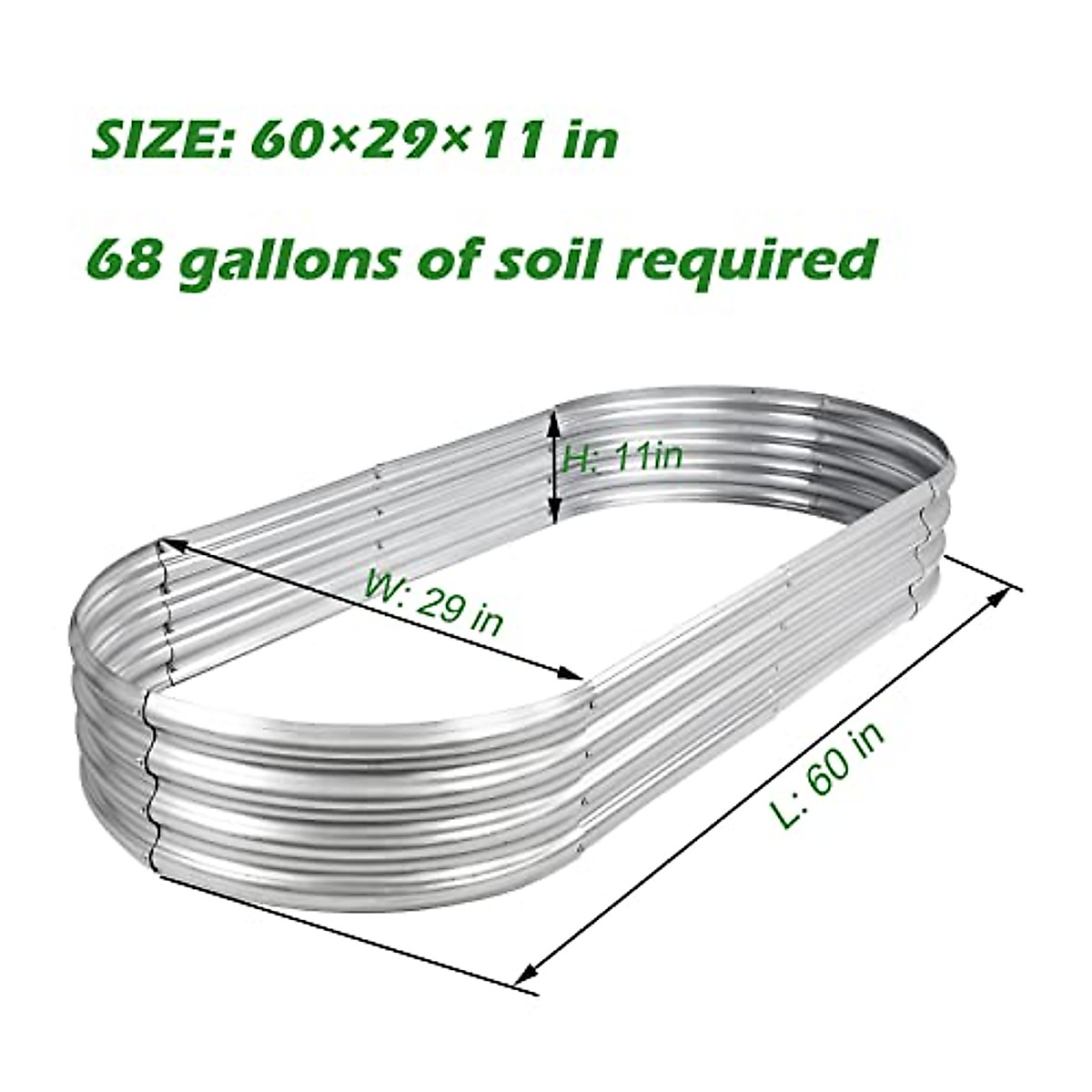 Raised Garden Bed Galvanized Planter Box Outdoor, Rot-Resistant Metal Garden Bed Planter for Vegetables Flower Herb (Silver)