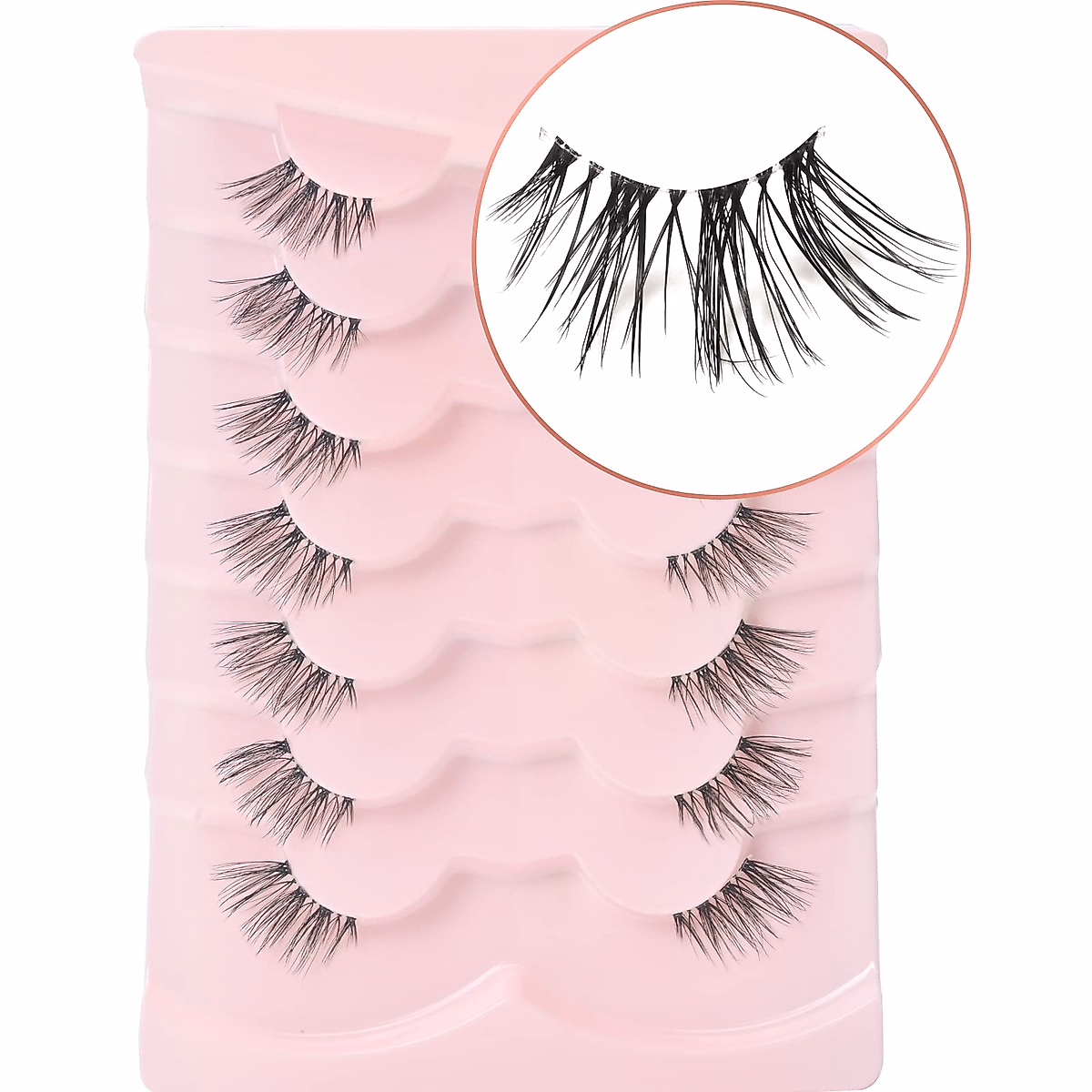 Onlyall Half Eyelashes Corner Lashes Natural Lashes Half Lashes Wispy End Lashes Corner Eyelashes 3/4 Lashes Clear Band Lashes 7 Pairs C03 (6MM-15MM)