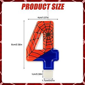 Spider Candle, Spider Web Candles Number Candle Cake Topper Candle Birthday Cake Candles Spider Birthday Decorations for Boy Spider Themed Birthday Party Halloween Party Supplies (4)