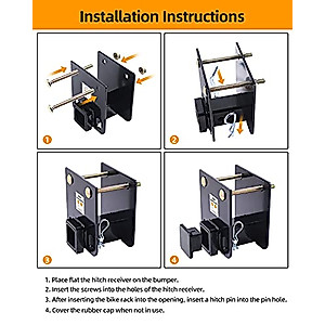 Ohuhu RV Bumper Hitch 2" Receiver Adapter with Hitch Pin & Hitch Cover, Openning 3500 LBS Capacity Fits 4" x 4" Bumper Trailer Towing Cargo Carrier Bike Racks