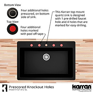 Karran QT-812 Top Mount 33 in. Large Single Bowl Quartz Kitchen Sink Kit in White