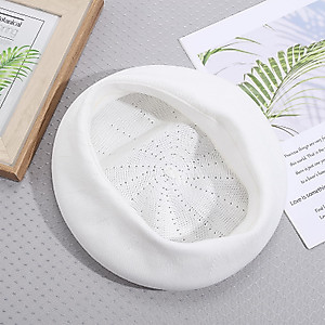 Spring Summer Beret All-Match Hat Fashion Painter Hat for Adults (White)