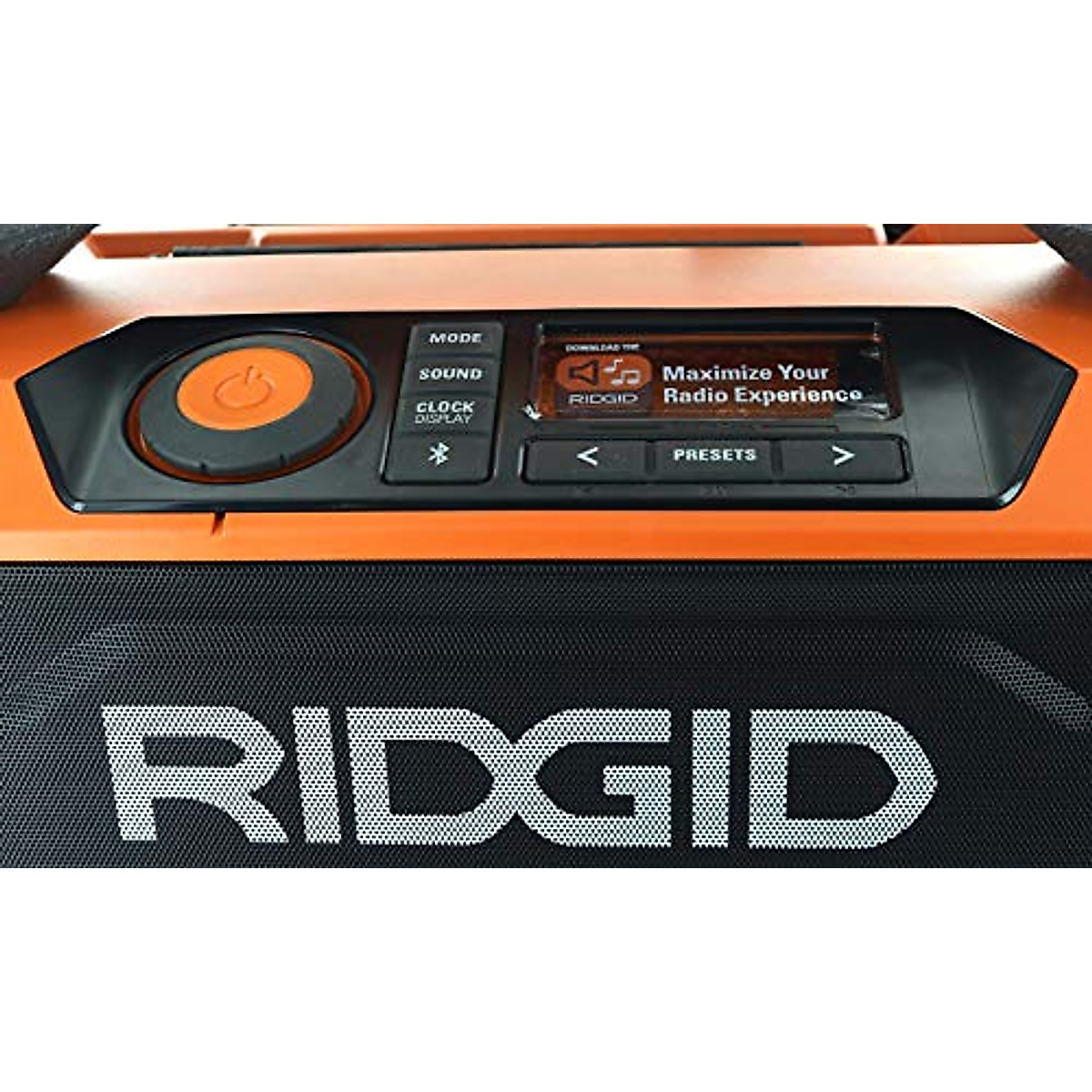 Ridgid R84087 18V Lithium Ion Cordless / Corded Jobsite Radio with Bluetooth, Aux, and AM/FM capabilities (AAA Battery and Aux Cord Included, 18V Battery Not Included)