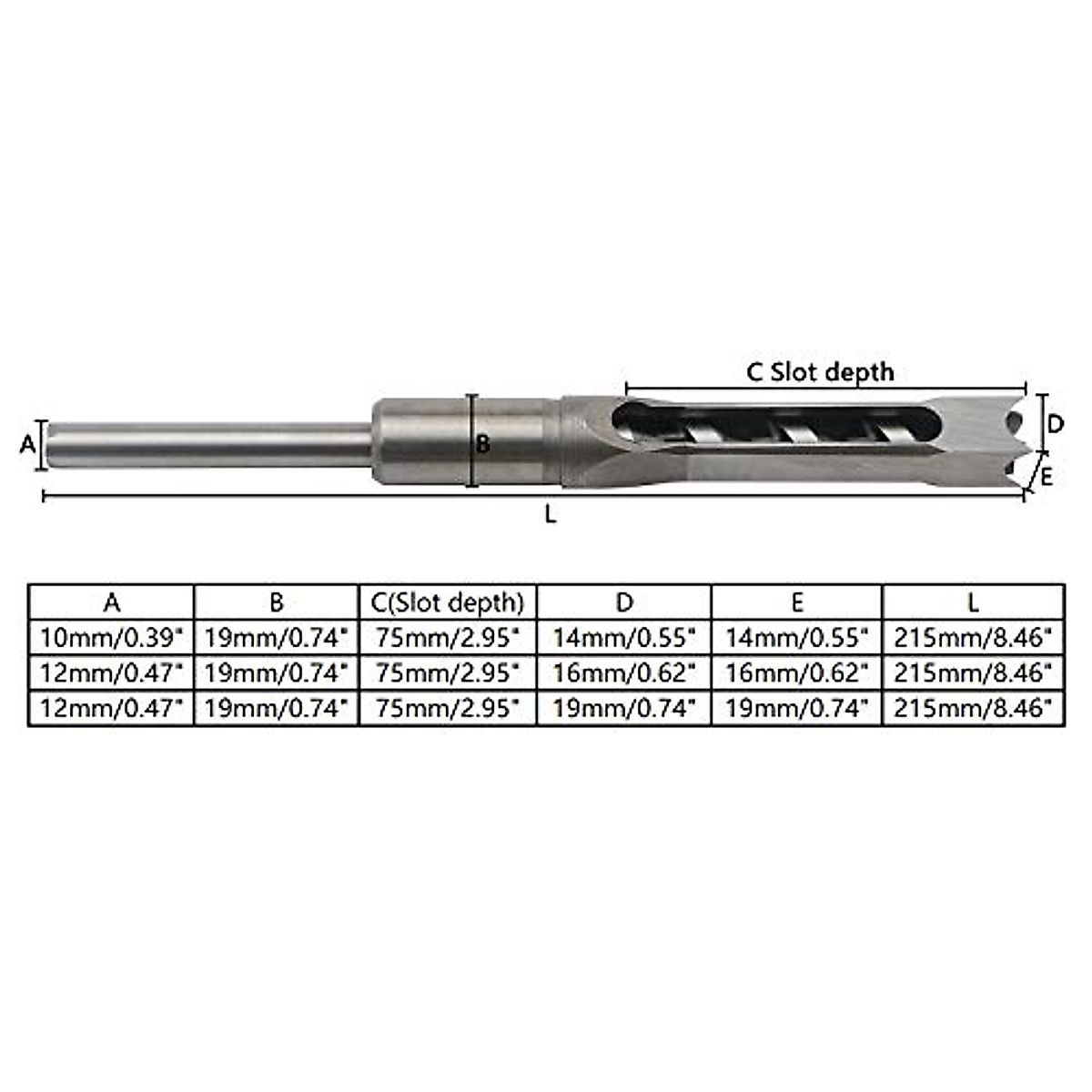 Rowiz 3pcs Woodworking Square Hole Drill Bits Mortising Chisel Set, Countersink Bits Woodworker Hole Saw Power Tool Kits Tool Set 9/16, 5/8, 3/4-Inch