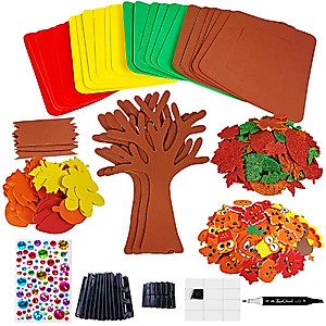 Winlyn 12 Sets Fall Craft Kits Fall Thanksgiving Picture Frame Decorations Art Sets Tree of Thanks Turkey Owl Smile Face Pumpkin Autumn Leaf Foam Stickers Arts and Crafts for Kids Party Activities