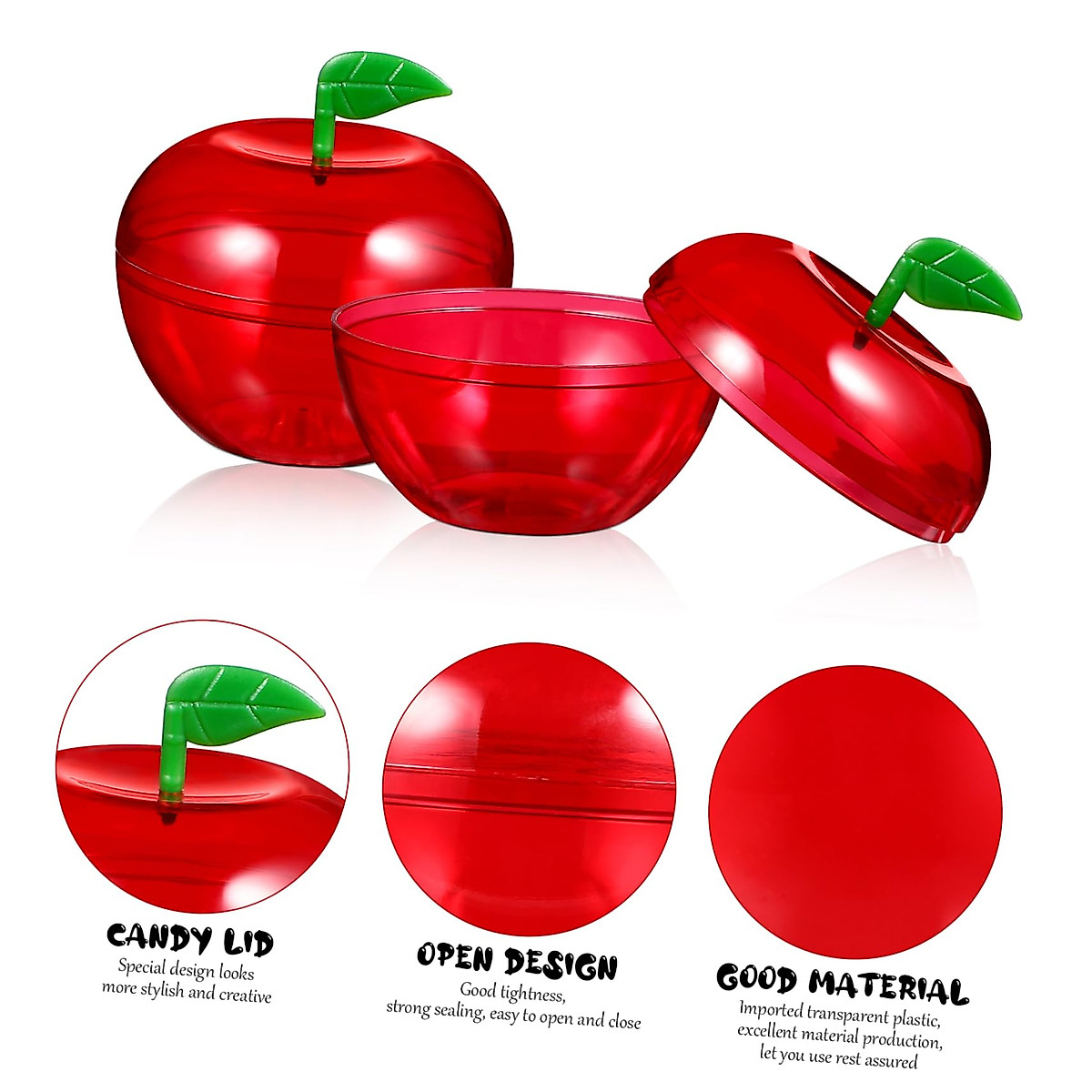 MAGICLULU 12 Pcs Fillable Red Apple Container Food Grade Plastic Apple Shape Christmas Container Chocolate Container for Xmas