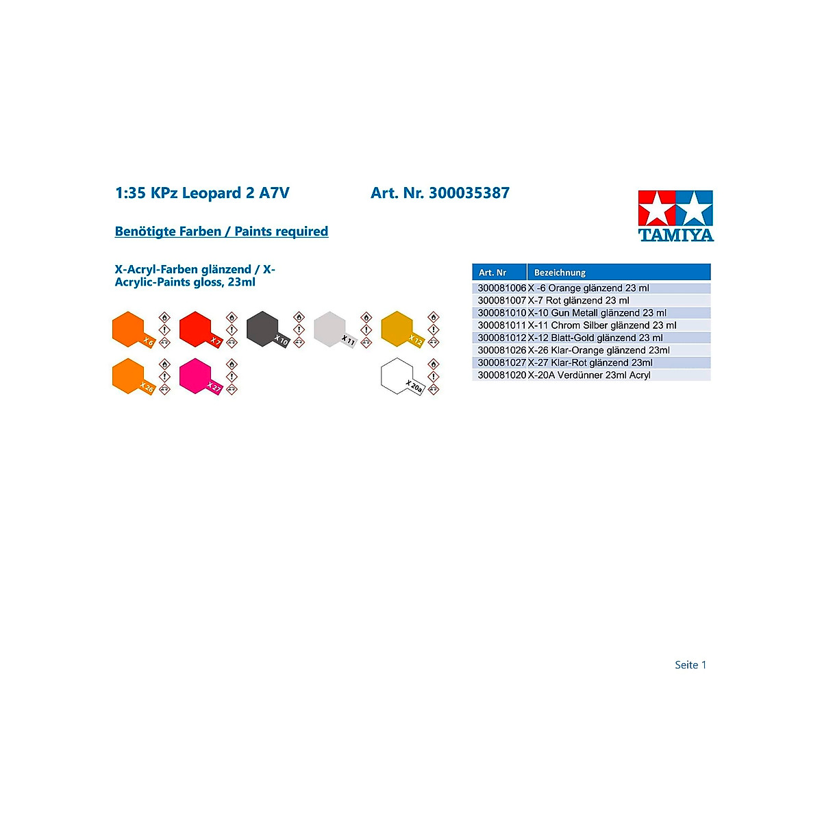 TAMIYA 35387 1:35 KPz Leopard 2 A7V - Model Building, Plastic Kit, Hobby, Crafts, Gluing, Model Kit, Model, Assemble