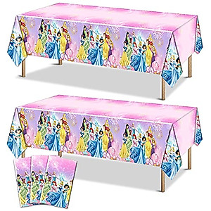 3Pcs Princess Plastic Table Cover for Birthday Party Larger Princess Party Birthday Tablecloth Baby Shower Birthday Party Decorations Supplies 106 * 51 Inch