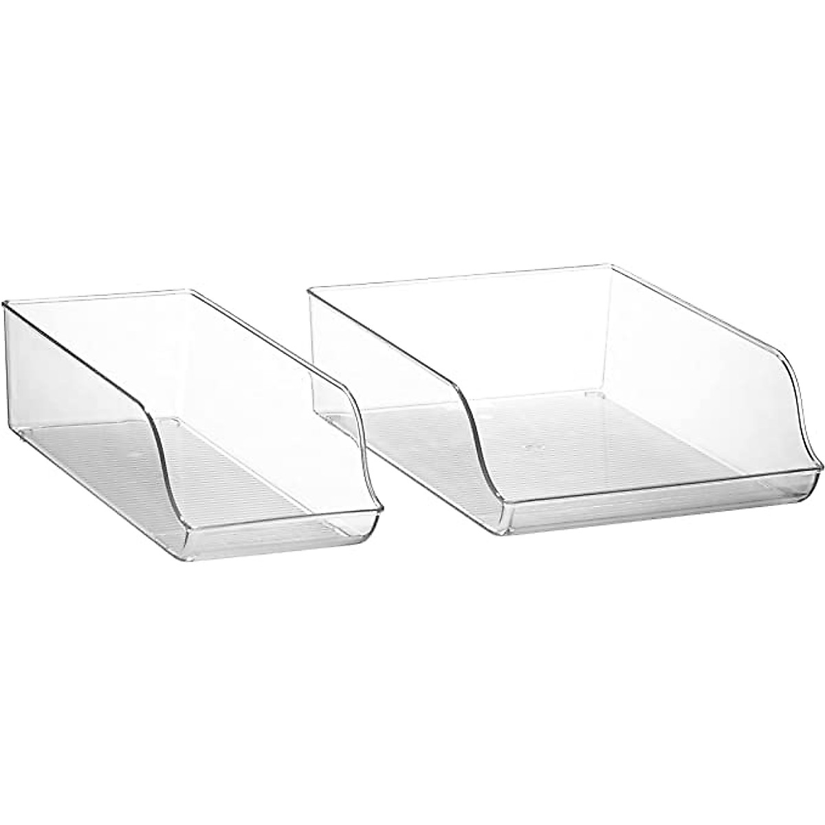 4 Pack Refrigerator Organizer Bins, Pop Soda Can Dispenser and Water Bottle Organizer Set for Fridge, Freezer, Kitchen, Countertops, Cabinets - Clear Plastic Pantry Beverage Holder Storage Rack