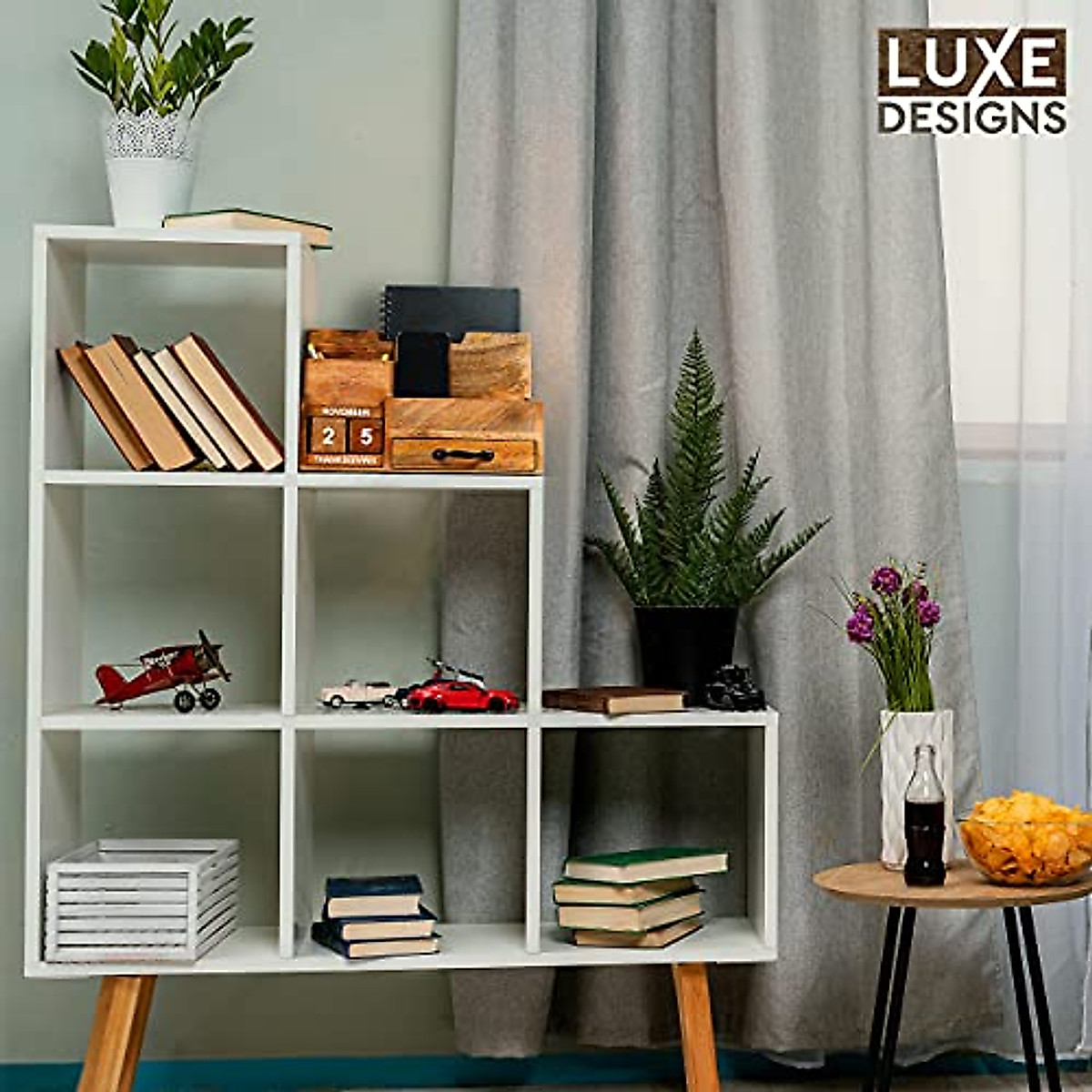 Wooden Desk Organizers for Home & Office – Large Rustic Mail Holder w/ Bonus Holiday & Date Blocks – Wooden Letter Organizer for Desk – Vintage Aesthetic Office Supplies – Natural Wood, 6” x 12” x 7”