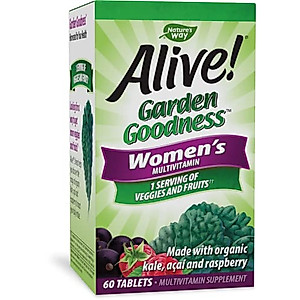 Nature's Way Alive! Garden Goodness Multivitamin for Women, High Potency B-Vitamins to Support Cellular Energy*, 1 Serving Veggies & Fruits**, 60 Tablets