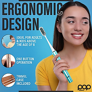 Go Plus Sonic Toothbrushes for Adults w/Electric Toothbrush Case (Teal) - Electric Toothbrush for Adults & Kids - Sonic Toothbrush w/ 2 Speeds - 18000-24000 Vibrations Per Minute
