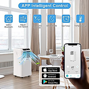 Wiytamo 10,000 BTU Portable Air Conditioners for Room Up to 450 Sq.Ft, Smart WIFI Remote Control, 3-in-1 Portable AC Unit, Dehumidifier and Fan, Exhaust Hose & Window Installation Kit Included
