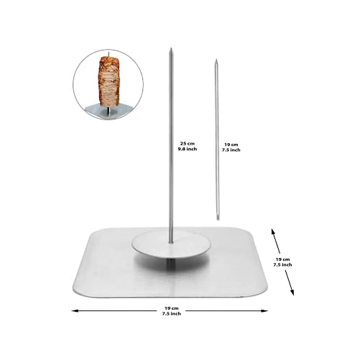 Murray Mallee Vertical Skewer - Al Pastor Skewer for Grill - Barbeque Skewer Rack Brazilian Churrasco BBQ Shawarma Meat Stand Spit - Skewers for Kebabs, Doner, Gyros, Gaucho, Meat Roasting Stick