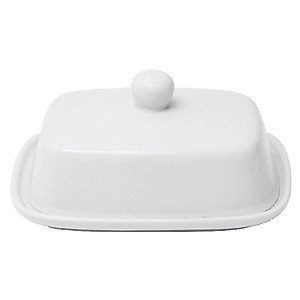 Butter Dishwith Lid for Countertop, Ceramics Butter Keeper Holder With Airtight Cover,Butter Container for Counter or Fridge, White Butter Holder