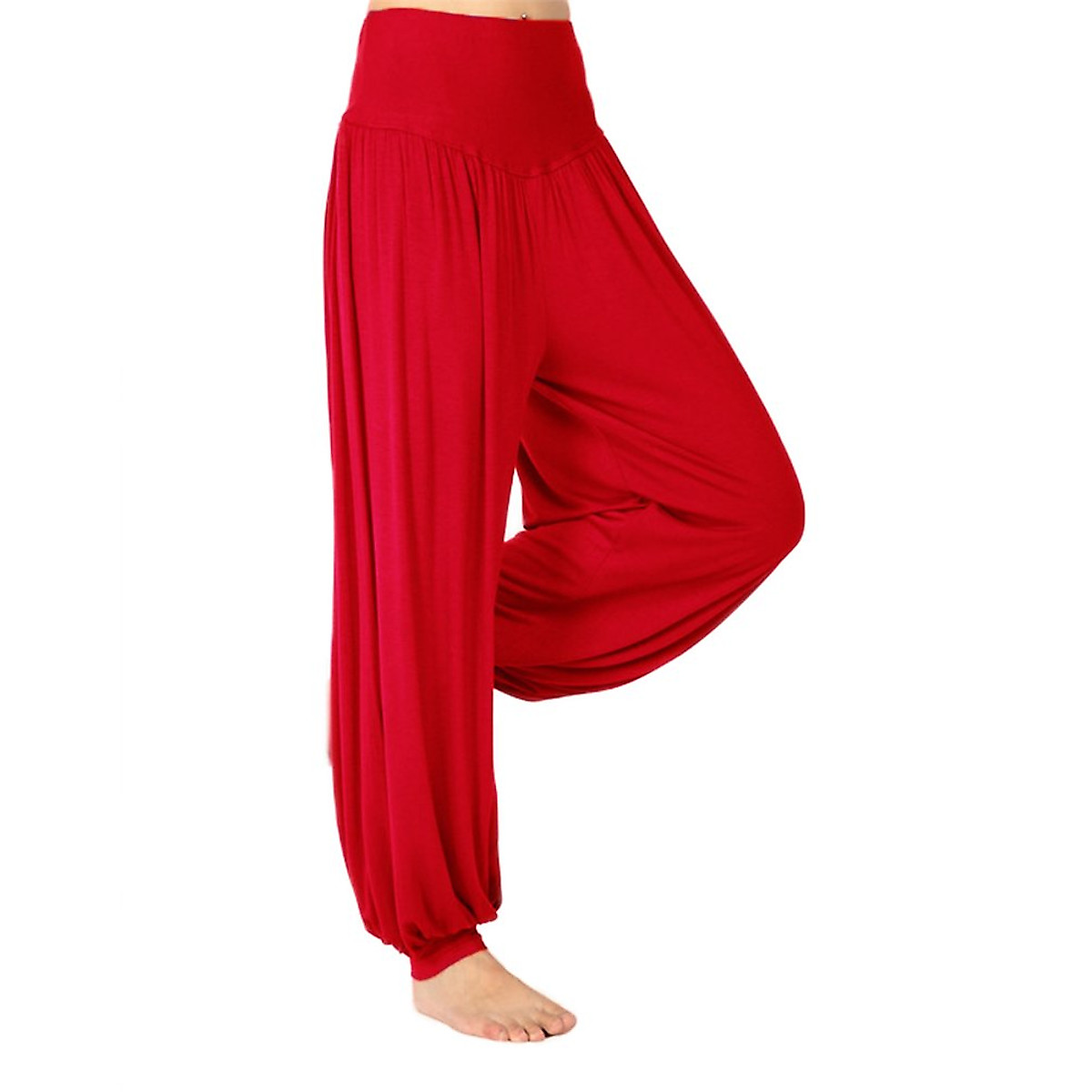 AvaCostume Womens Modal Cotton Soft Yoga Sports Dance Harem Pants, XXL, Red