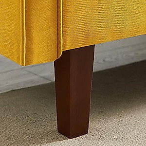 Anwickhomk 72" Convertible Folding Sofa Bed Futon,Modern Linen Fabric Sleeper Loveseat with 2 Pillows & Solid Wood Legs,Small Couch Bed Recliner Sofa for Living Room Apartment Office (Yellow-New)