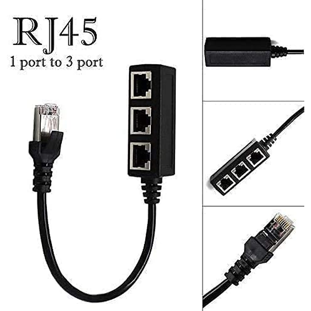 RJ45 Ethernet Splitter Cable, Sartyee RJ45 Y Splitter Adapter 1 to 3 Port Ethernet Switch Adapter Cable for CAT 5/CAT 6 LAN Ethernet Socket Connector Adapter Cat5 Cat6 Cable - ONE at A TIME