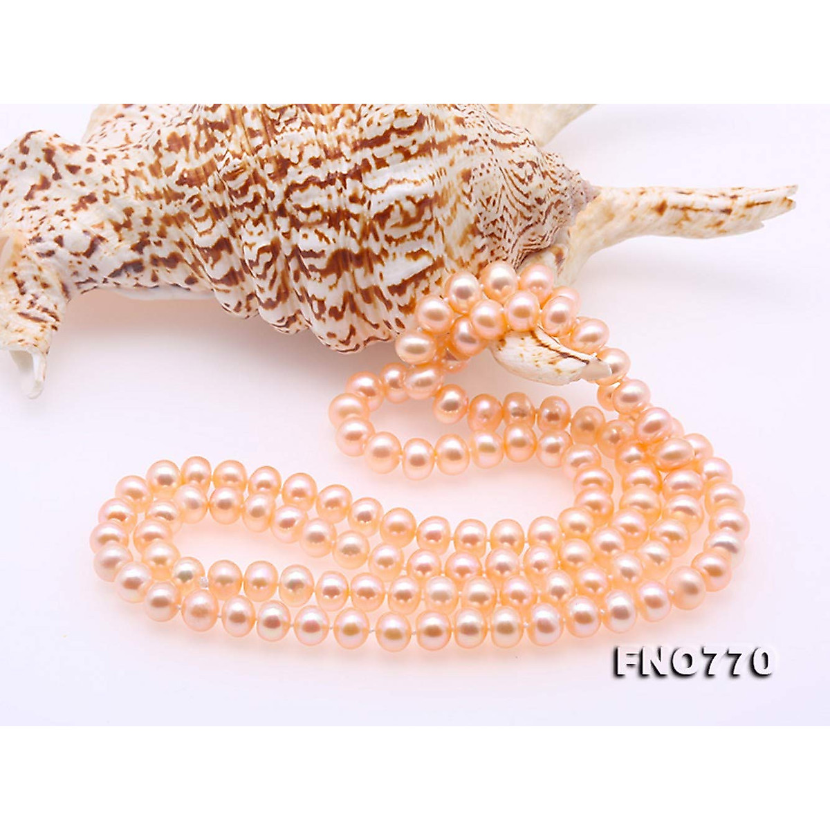 Womens Long Strand Pink Pearl Necklace AA+ 8-9mm Freshwater Cultured Pearl Necklace Sweater Chain 32"