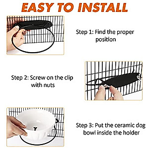 YECERCAN Dog Kennel Water Bowl, 2 Pack Ceramic Hanging Dog Crate Water Bowls No Spill, Removable Thick Tilted Cat Food/Water Bowls for Small Dogs, Cats, Rabbit, Guinea Pigs(5.7 * 2.4&4.7 * 2”)