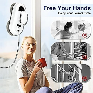 MAGULA Window Cleaning Robot, 5600Pa Strong Suction Automatic Robot Window Cleaner, Anti Drop,Remote Control,Smart Glass Cleaning Robotic for Window Glass Mirror Tile Outdoor High-Rise Window Cleaning