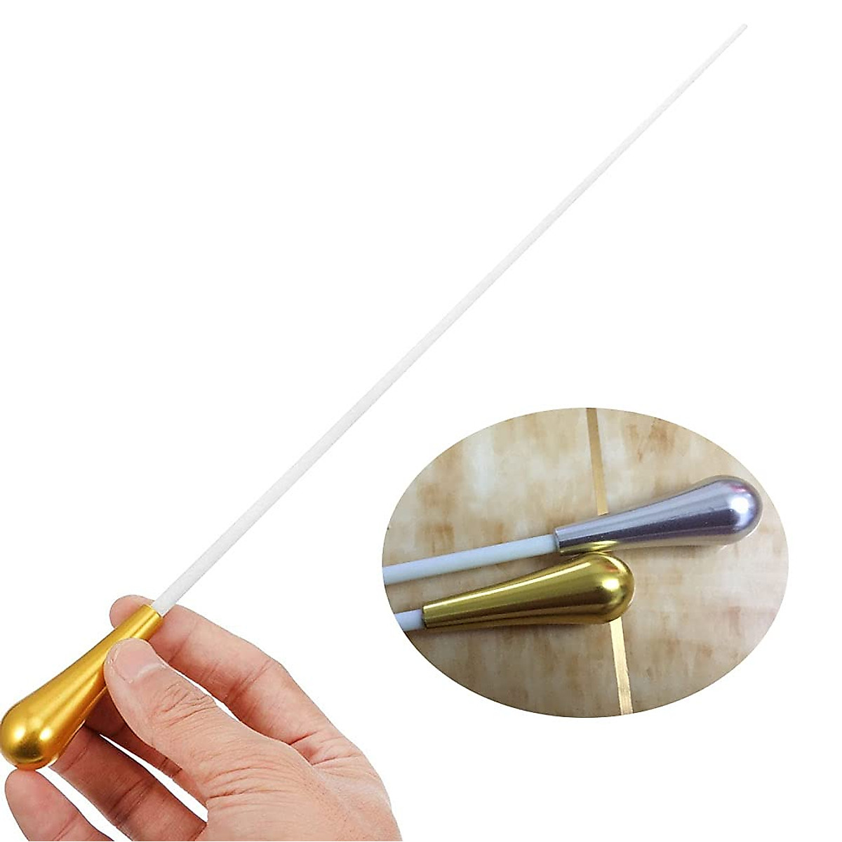 Jiayouy 15 Inch Music Baton Orchestra Baton Alloy Handle Music Conducting Baton Pack of 2 Gold