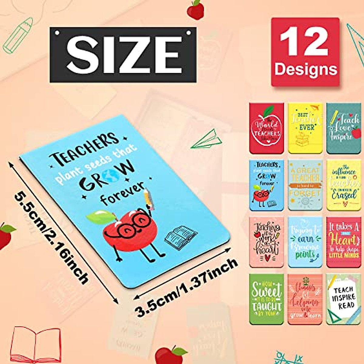 Teacher Magnetic Bookmarks Teachers Appreciation Gifts in Bulk Thank You Gifts Magnet Bookmarks Magnet Page Markers Special Teacher Gifts for Women (24 Pcs)