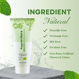 Kagami Abera Natural Toothpaste - Great Tasting, Fluoride Free Whitening Toothpaste, Plaque Reducer for Brighter Teeth and Fresh Breath with Fermented Green Coffee Extract, 3.52 oz (Pack of 1)