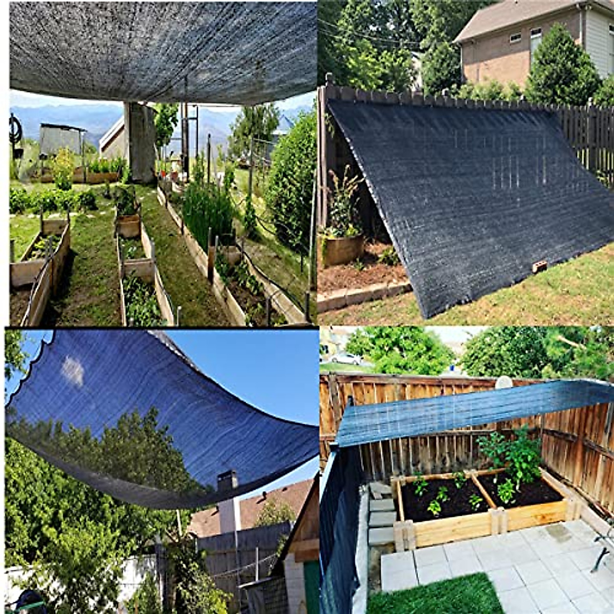 50% Black Shade Cloth Taped Edge with Grommets 20 ft X 20 ft Shade Fabric Sun Net Mesh for Pergola Patio Backyard Garden Shade Panel