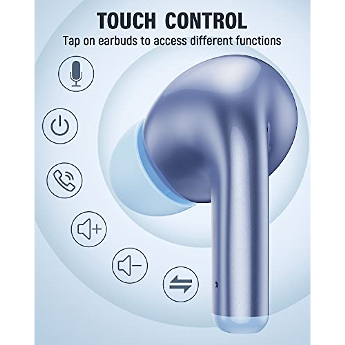 ORYTO Wireless Earbuds 35Hrs Playtime TWS Bluetooth 5.0 Headphones Hi-Fi Stereo Sound in-Ear Earphones Touch Control Headset with Charging Case & Built-in Mic for Call & Music