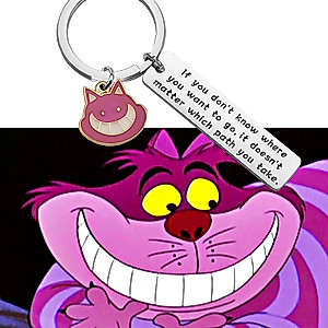 BAUNA Alice Keychain with Cartoon Pink Cat Gift for Graduates BFF