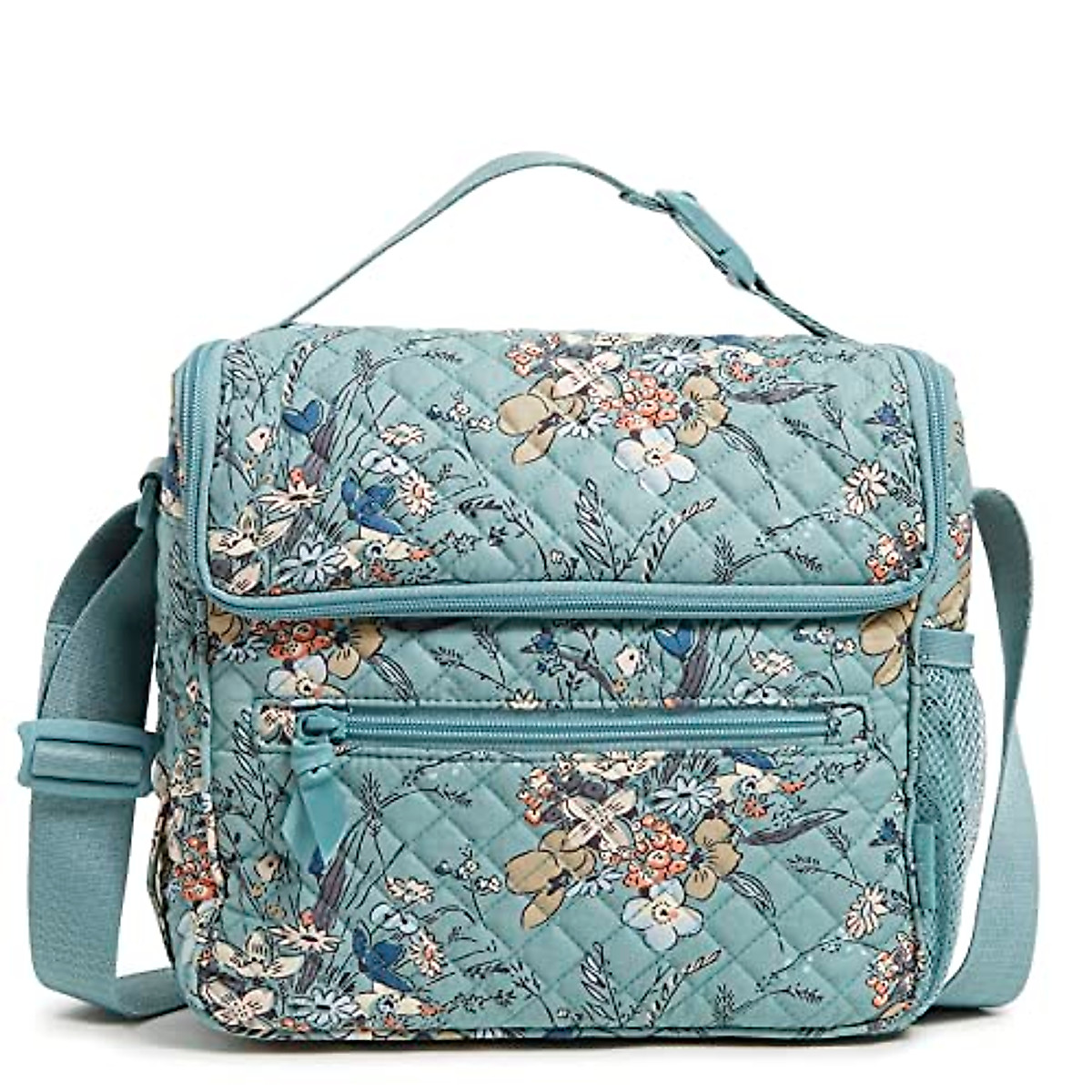 Vera Bradley Women's Cotton Crossbody Lunch Tote, Sunlit Garden Sage - Recycled Cotton, One Size