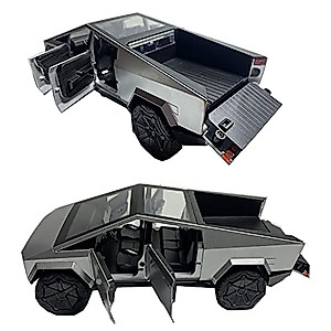 EROCK 1:24 Scale Cybertruck Model Toy Pull Back Pick-Up Truck with Sound and Light, Alloy Diecast Truck Toys for Kids Gift or Vehicles Model Collection Enthusiasts (Matte Black)