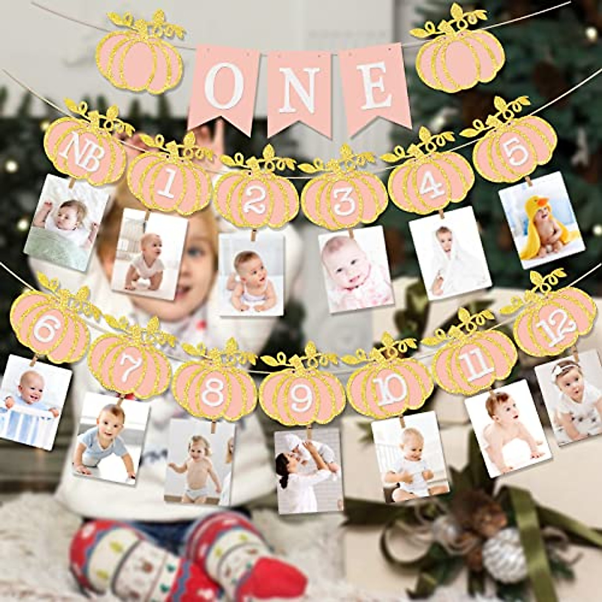 Pumpkin First Birthday Girl 12 Month Photo Banner for First Birthday Our Little Pumpkin is Turning One Decorations Pumpkin Birthday Decorations Girl