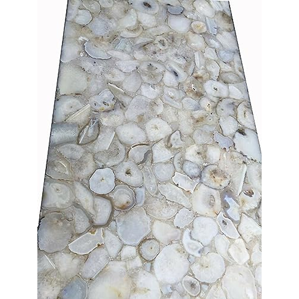 36 x 60 Inches Gemstone Resin Art Kitchen Back Splash Rectangle Shape White Marble Dining Table for Home Furniture Decor