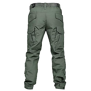 AKARMY Men's Hiking Pants, Camo Cargo Pants, Lightweight Work Pants Outdoor Travel Casual Pants with Multi-Pocket G4WF ArmyGreen 38