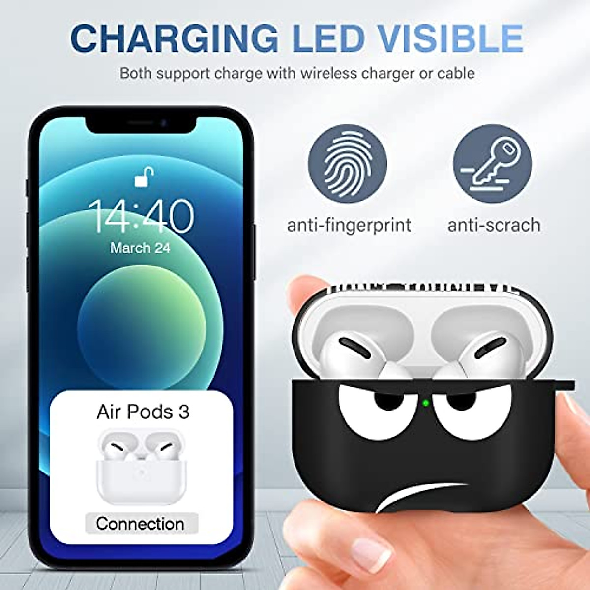 Youtec for Airpods Pro 2nd Generation Case 2022, Don't Touch Me for Airpods Pro 2 Cover with Keychain/Lanyard Soft Cute Shockproof Cover for Women Men Compatible Apple AirPod Pro 2, Black