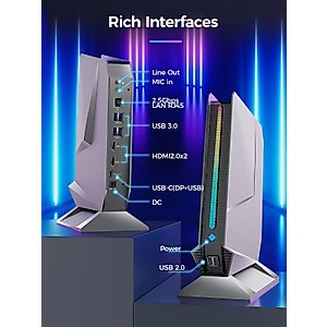 TOPGRO T1 Mini Gaming PC 12th Gen Core i7-12700H/RTX3050 8G GDDR6, Mini Computers(14C/20T, up to 4.7GHz)32GB DDR4, 1TB PCIe4.0 SSD, Mini Desktop PC Win11 Pro,RGB Lights, WiFi6E/BT5.3/2.5G LAN/USB-C/4K