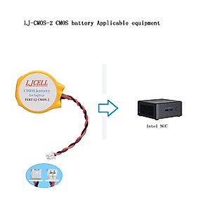 LJCELL 2PCS CMOS Battery for Intel NUC Laptop Backup PS2 PS3 BIOS RTC CR2032 Battery with 2 Wire Cable and Connector