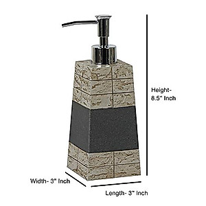 nu steel Rustic (Set of 8) Bath Accesory Set in Real Cement and Stone: Includes Q-tip Jar, Soap Dish, Toothbrush Holder, Tumbler, Soap/ Lotion Dispenser, Wastebasket, Tissue Box Holder, Amenity Tray