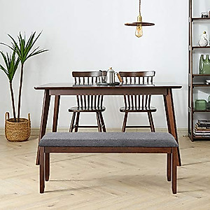 Giantex Dining Room Bench, Wood Kitchen Table Bench with Upholstered, Entryway Bench, Bedroom Bench for End of Bed, 47.5 x 15.5 x 19.5 Inches Ottoman Bench, Indoor Bench Rubber Bench Seat (1)