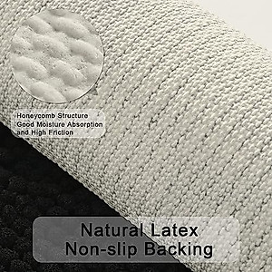 QJHOMO Black Bathroom Rug Chenille Bath Mats for Bathroom Non Slip Floor Mat, Thick Soft Shaggy Bath Rugs, Super Absorbent Bathmat Quick Dry, Machine Washable Microfiber Rugs for Shower, 16 x 24 Inch