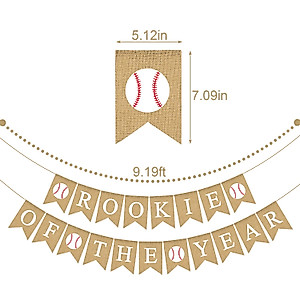Jute Burlap Rookie of The Year Banner Boy Baseball Theme 1st Birthday Party Garland Decoration Supply