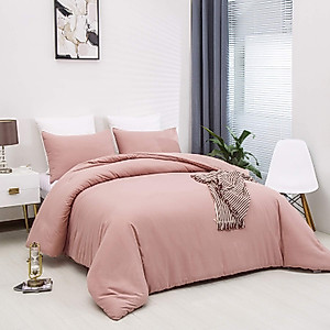 CLOTHKNOW Pink Queen Comforter Set 3Pcs Dusty Rose Bedding Comforter Sets Girls Women Comforter Blush Queen Comforter Muave Queen Size Comforter Sets