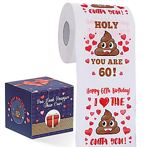 60th Birthday Gifts for Women, Men, Her, Him - Happy Prank Toilet Paper - 60th Birthday Decorations, Party Supplies Favors - 60 Years Old Funny Gag Gift Ideas, Novelty Bday Present for Friends, Family