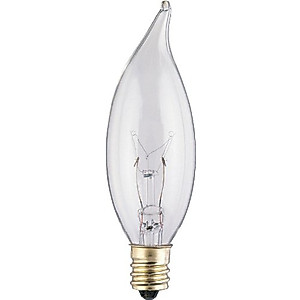 Westinghouse 0367400, 25w, 130v Clear Incand CA8 Light Bulb, 2500 Hour 158 Lumen, Pack of 25