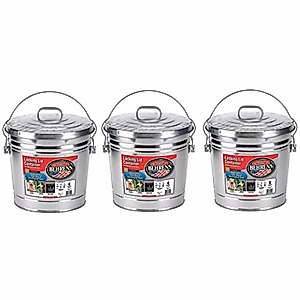 Behrens 6 Gallon Rust-Proof Steel Locking Lid Trash Can(6 gal) Made in USA (Тhrее Pаck)